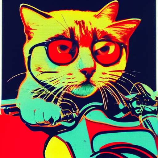 Cat on a Motorcycle, 16-bit, by Andy Warhol - Arthub.ai