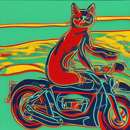 Cat on a Motorcycle, 16-bit, by Andy Warhol - Arthub.ai
